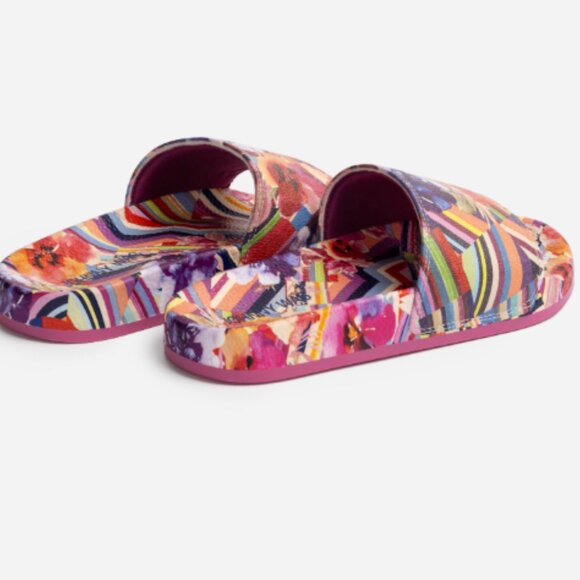 Johnny Was | Shoes | New Johnny Was Floral Striped Pool Slides Multi ...